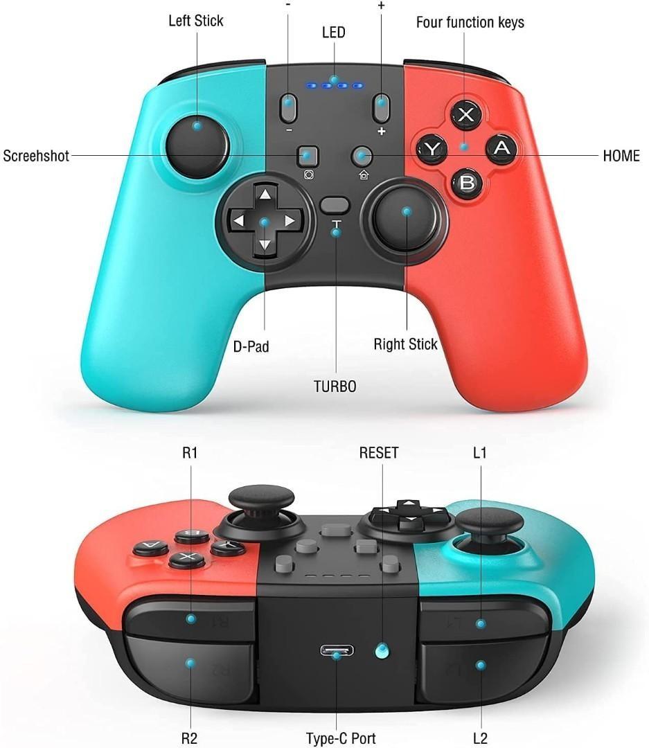 Gamory for Wireless Bluetooth Controller Switch with Double Motor Turbo Function Remote Gamepad ...