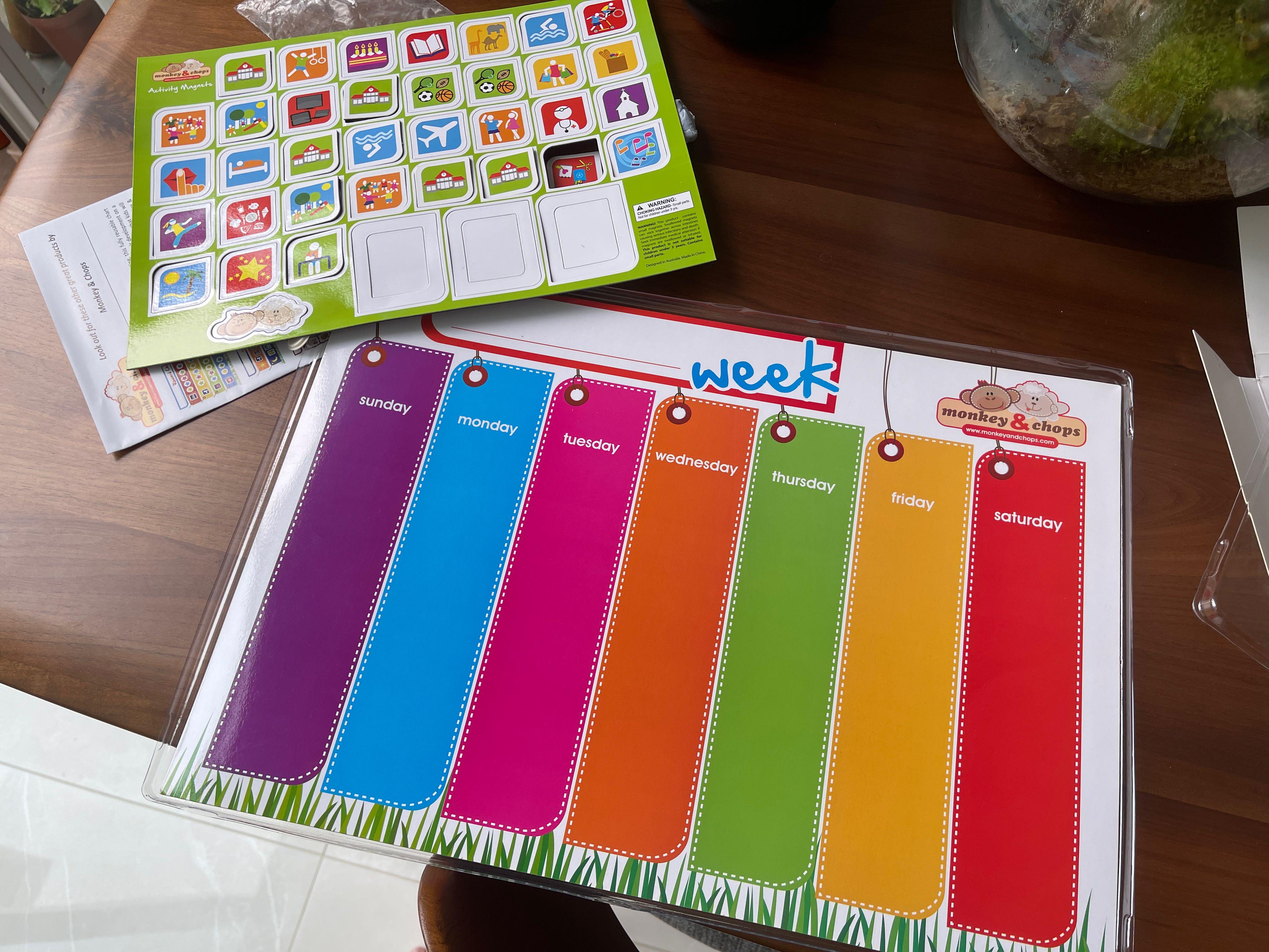 Like new Kids magnet activity planner from Monkey & Chops, Hobbies & Toys, Toys & Games on Carousell