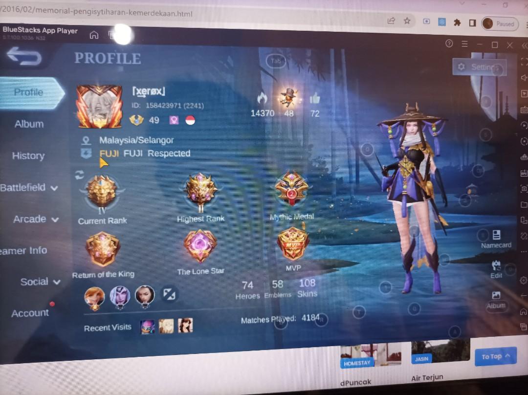 Mlbb acc epic limited match 700+, Video Gaming, Gaming Accessories, In ...