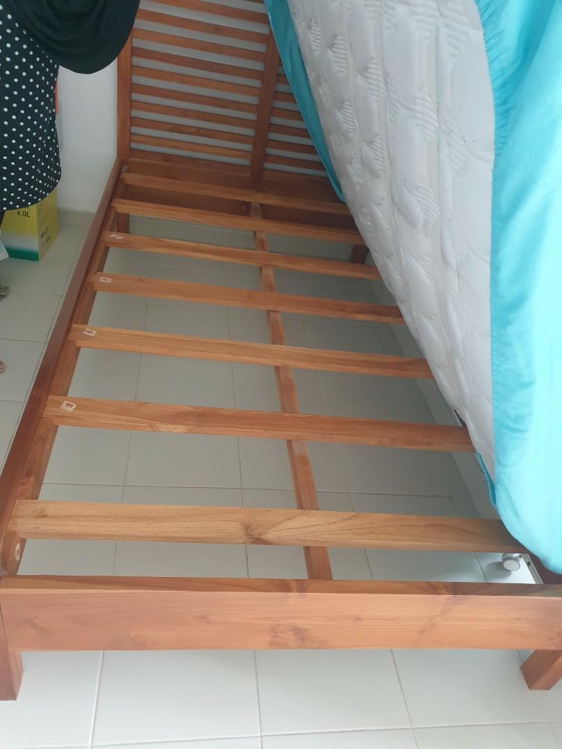 Myanmar Teak Bed with Matress, Furniture & Home Living, Furniture, Bed ...