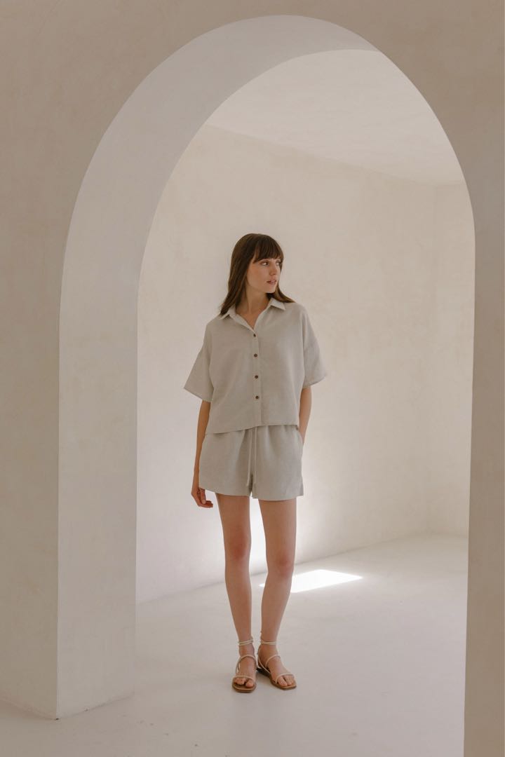 OSN linen relaxed shirt in cream, Women's Fashion, Tops, Blouses on ...