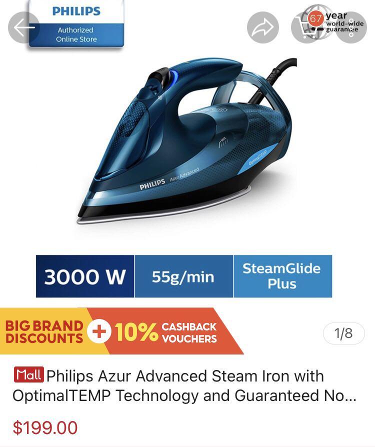 Philips Azur Advanced Steam Iron, TV & Home Appliances, Irons ...