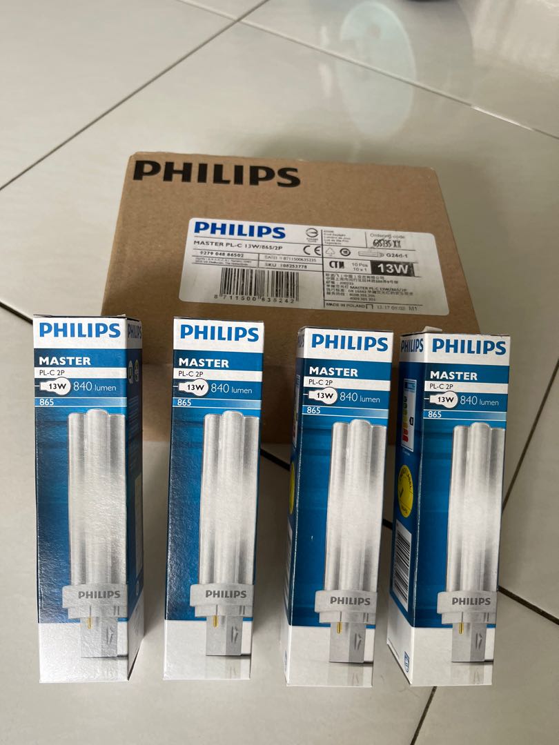 Philips Master PL-C PLC 2 PIN 13W DayLight Tube (865), Furniture & Home ...
