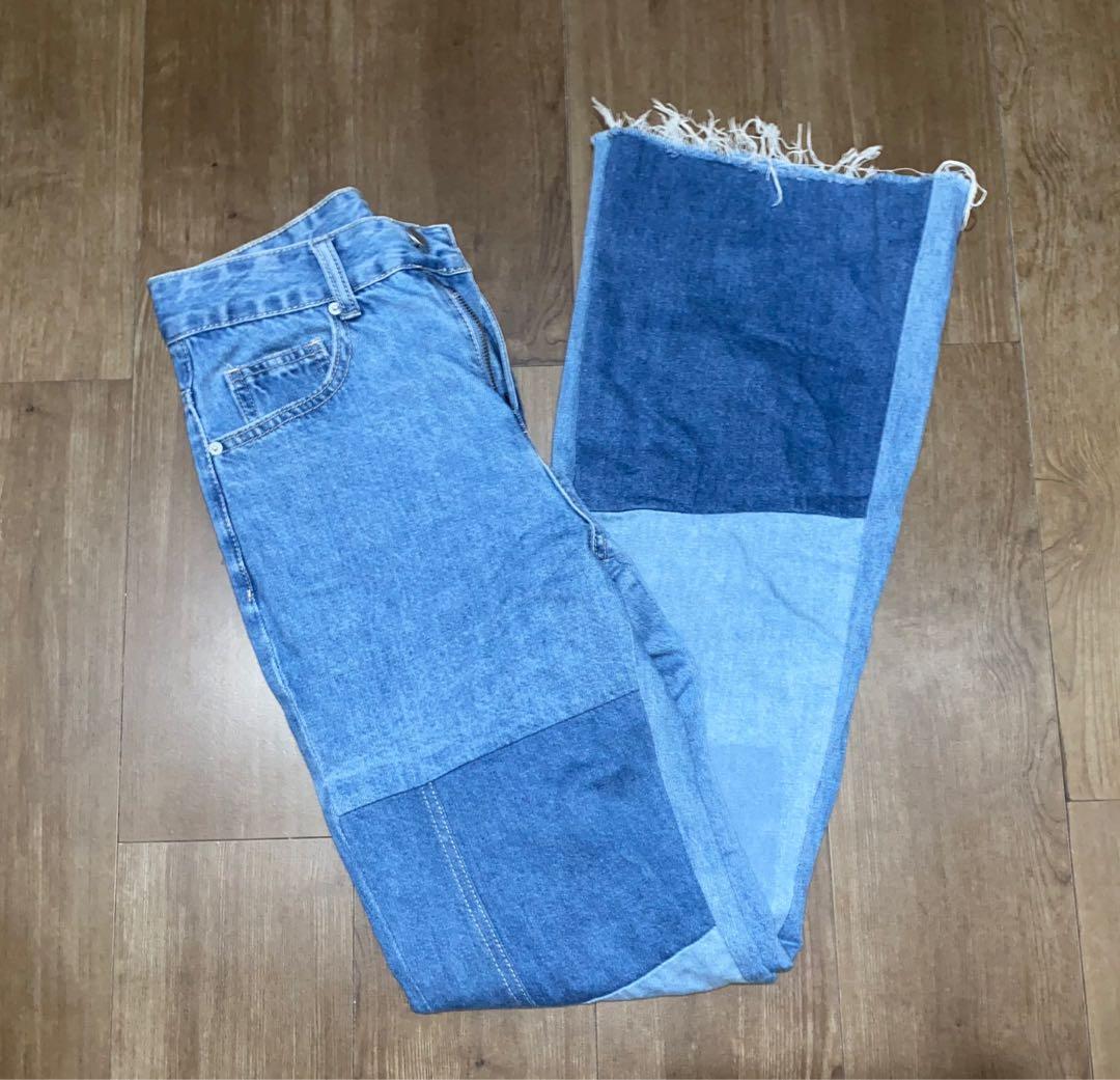 Color Block Flared Jeans, Women's Fashion, Bottoms, Jeans on Carousell