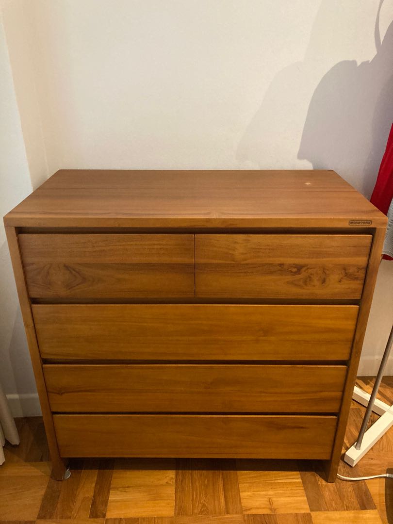 solid teak scanteak chest of 5 drawers, Furniture & Home Living ...
