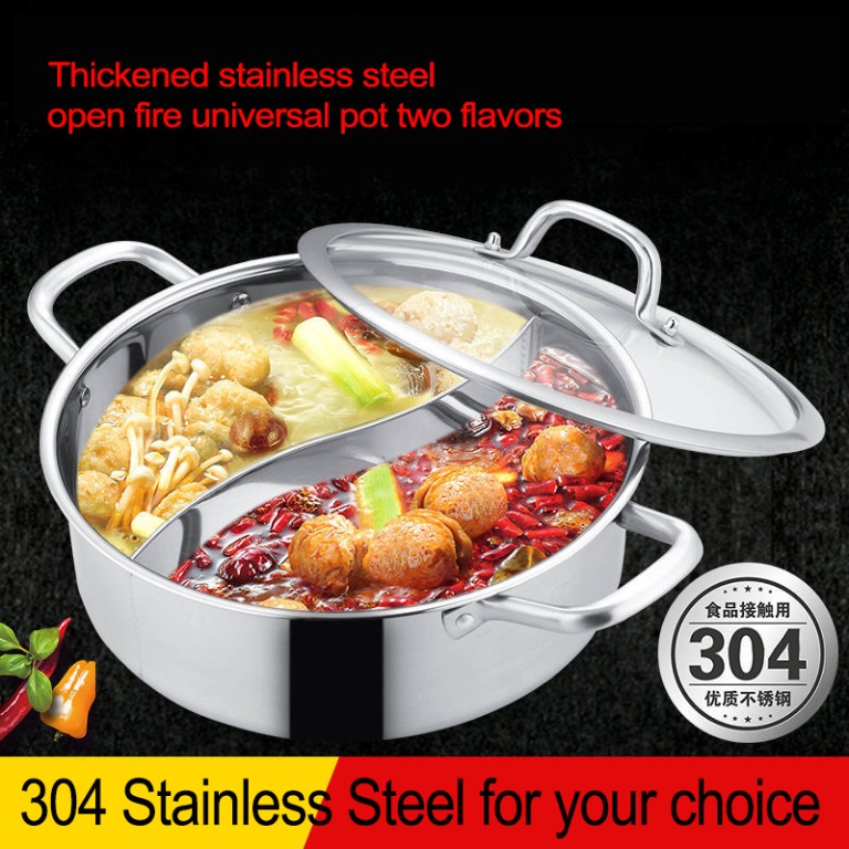 Stainless Steel Double Flavor Pot Large Capacity Thickened Soup Hotpot ...