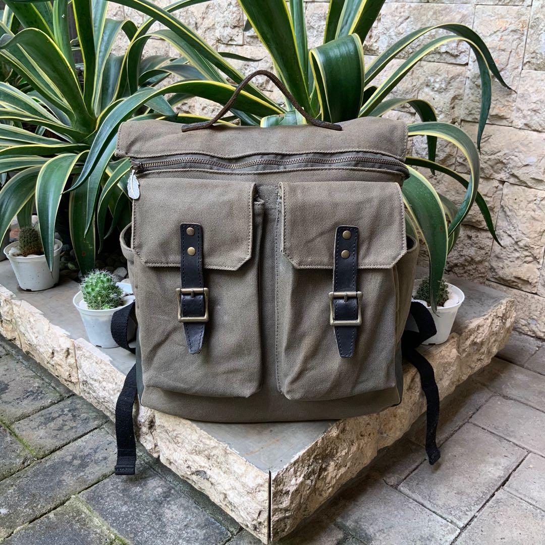 TRIFFER RUGGED CANVAS MIX LEATHER FILSON VINTAGE BACKPACK, Fesyen Pria ...