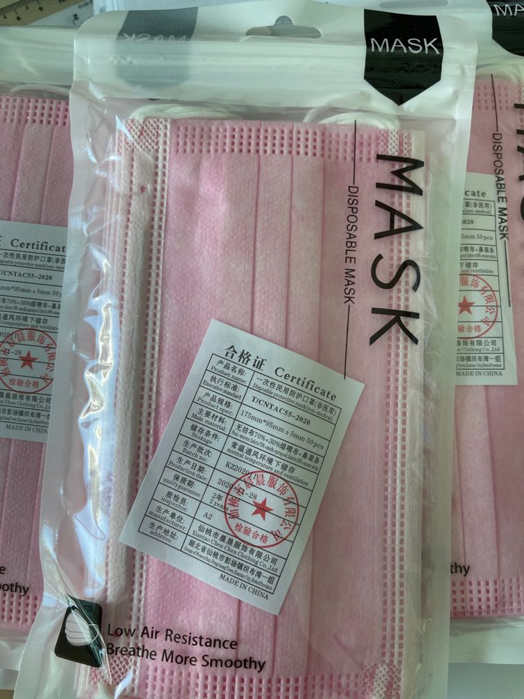 adult pink surgical masks, Health & Nutrition, Face Masks & Face ...