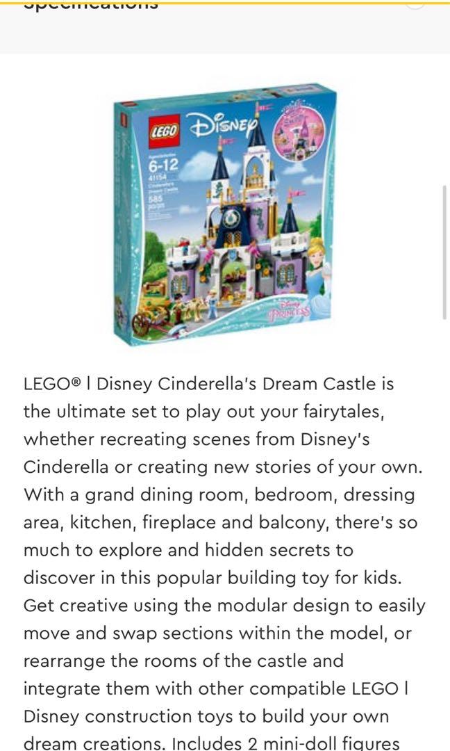 LEGO Disney Princess Cinderella Dream Castle 41154, Hobbies & Toys ...