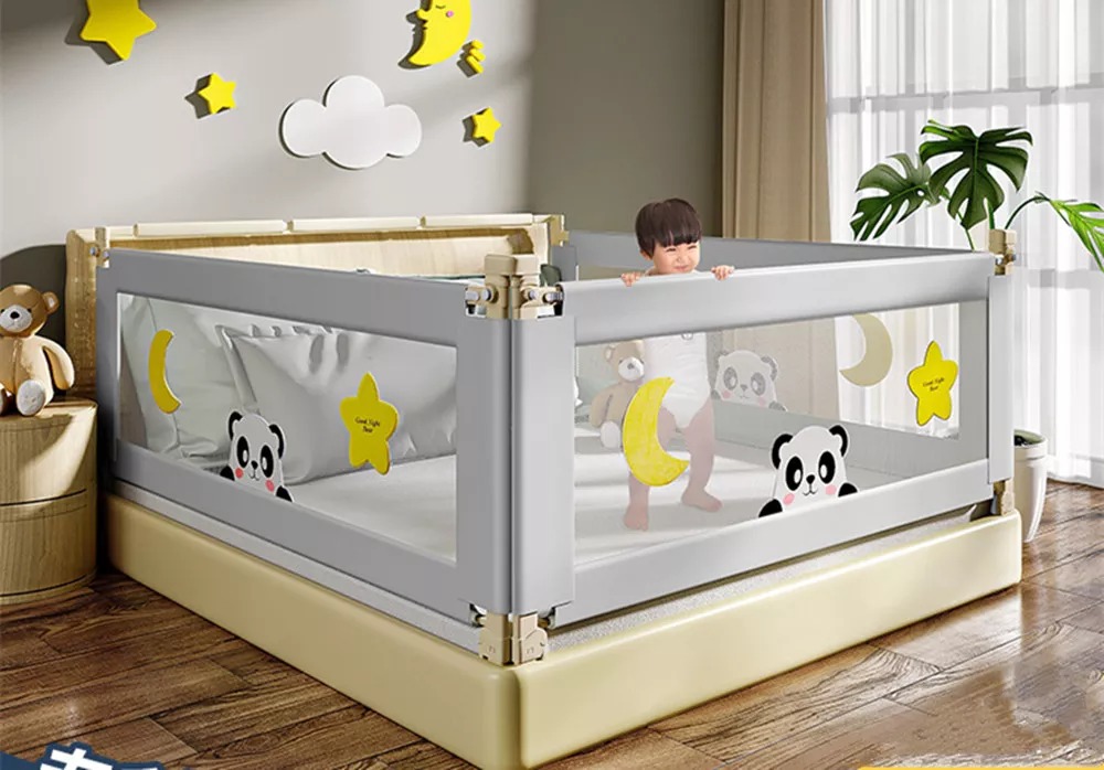 Children's bed barrier fence safety guardrail security foldable baby ...