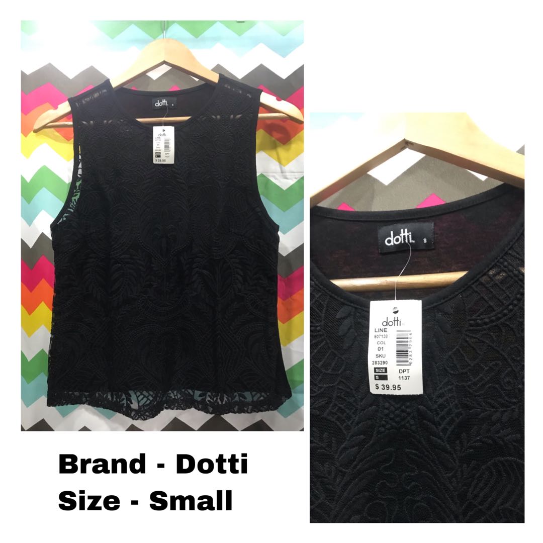 Dotti black lace top, Women's Fashion, Tops, Sleeveless on Carousell
