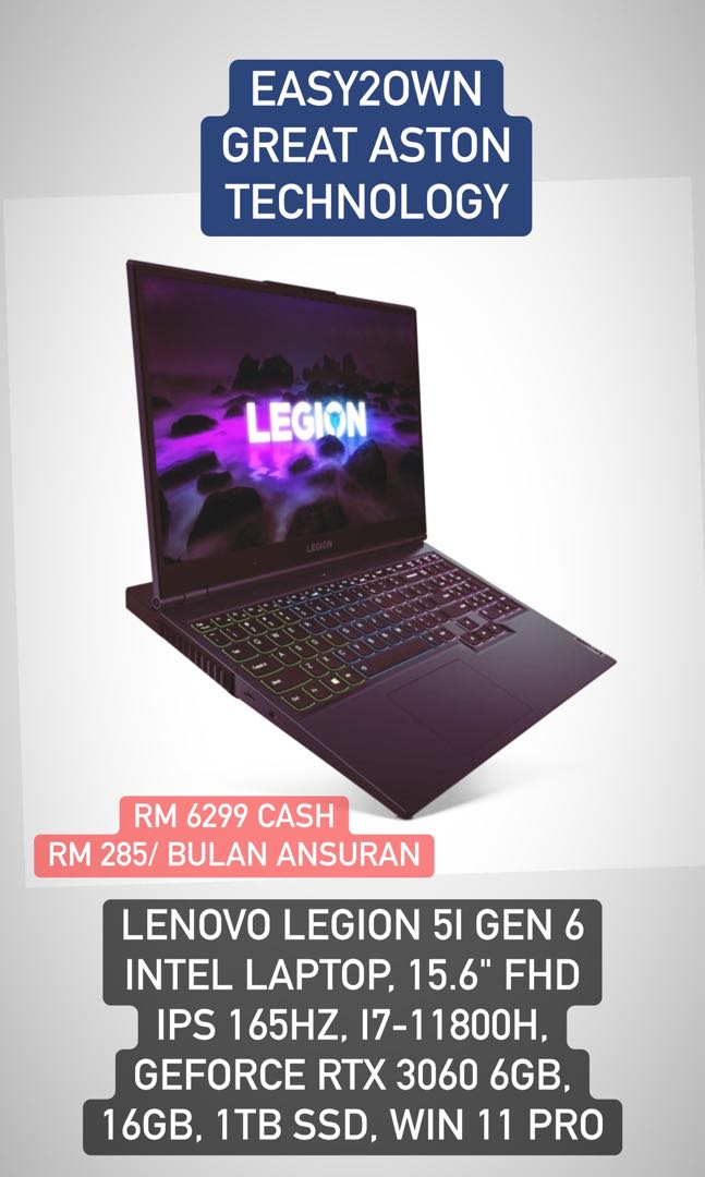 Gaming Laptop Lenovo Legion 6I NEW, Computers & Tech, Laptops ...