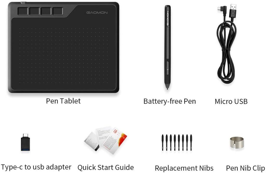 GAOMON S620 Graphics Tablet 6.5 x 4 Inches Pen Tablet with 4 Express ...