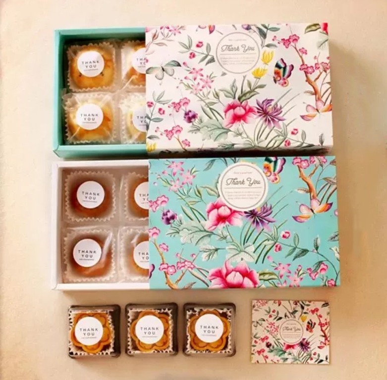 Gift box full month kueh pastries packaging box botany print 80g boxes ...