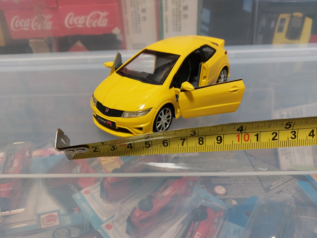 【Honda civic type R FN2】[可打開車頭2邊門] 全新1：32 黃色本田“思域Type r fn2”合金玩具超級跑車 ...
