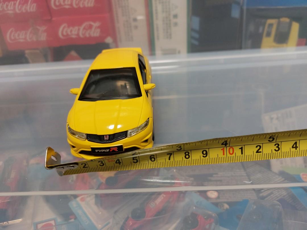 【Honda civic type R FN2】[可打開車頭2邊門] 全新1：32 黃色本田“思域Type r fn2”合金玩具超級跑車 ...