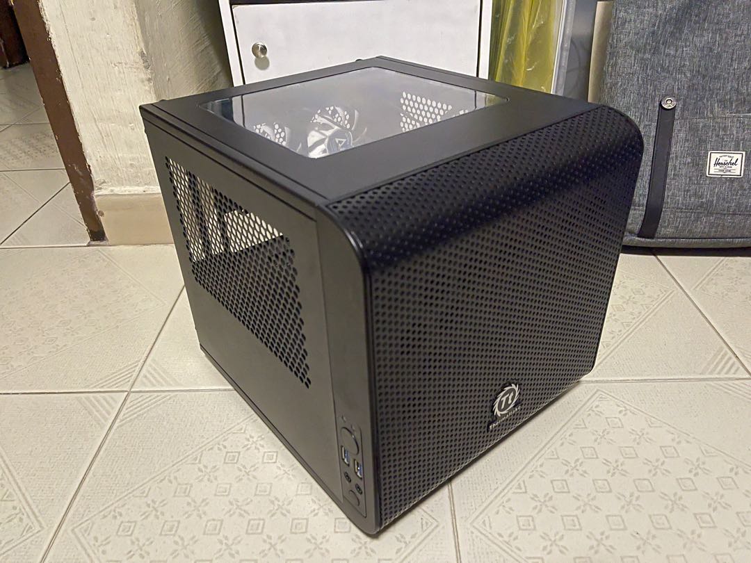 Thermaltake Core V1 Mini ITX Cube Computer Chassis, Black, Computers ...