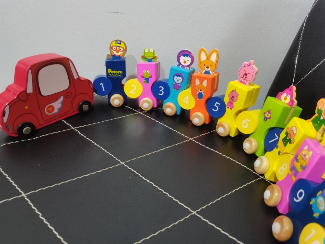 Pororo Number Train Wooden, Hobbies & Toys, Toys & Games on Carousell