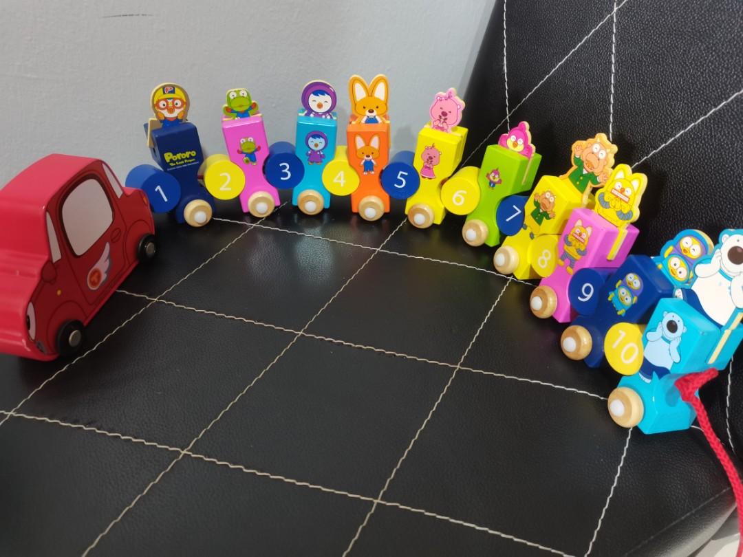 Pororo Number Train Wooden, Hobbies & Toys, Toys & Games on Carousell