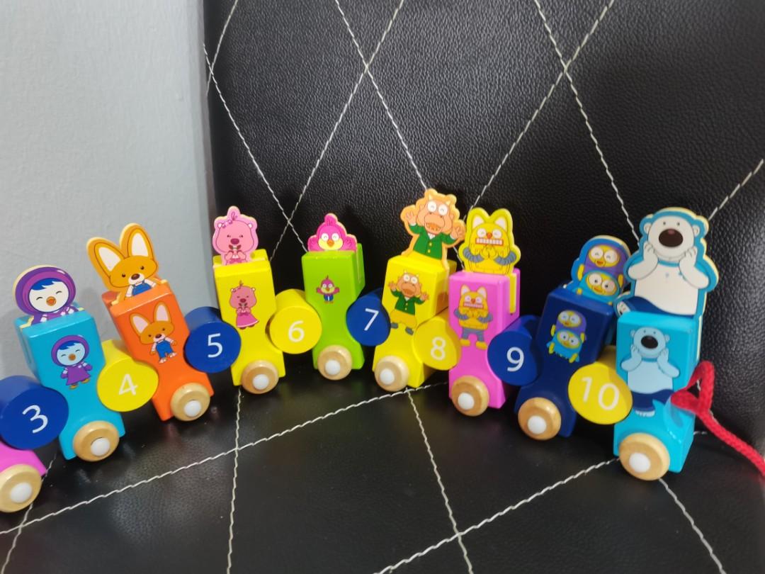 Pororo Number Train Wooden, Hobbies & Toys, Toys & Games on Carousell