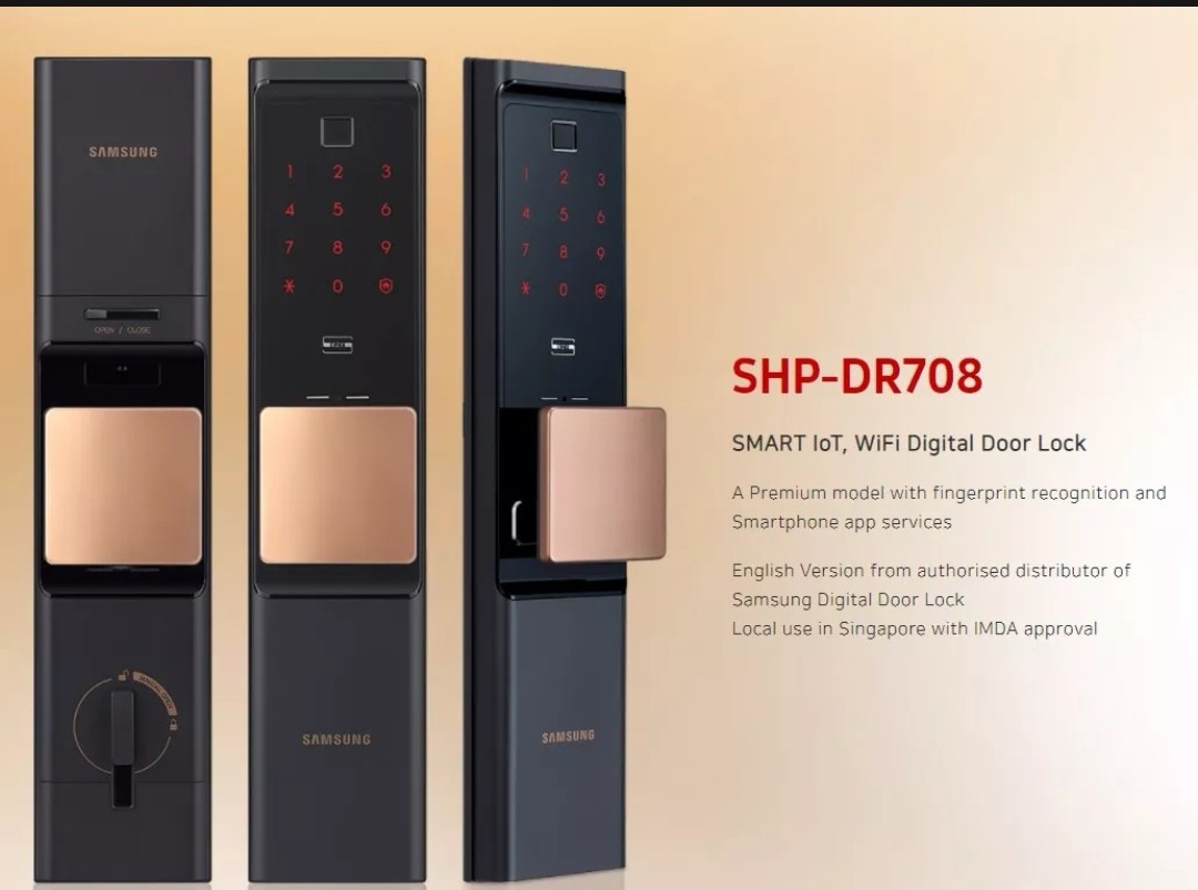 SHP-DR708 Samsung Digital lock, smart lock, WiFi lock, door bell, Furniture & Home Living ...