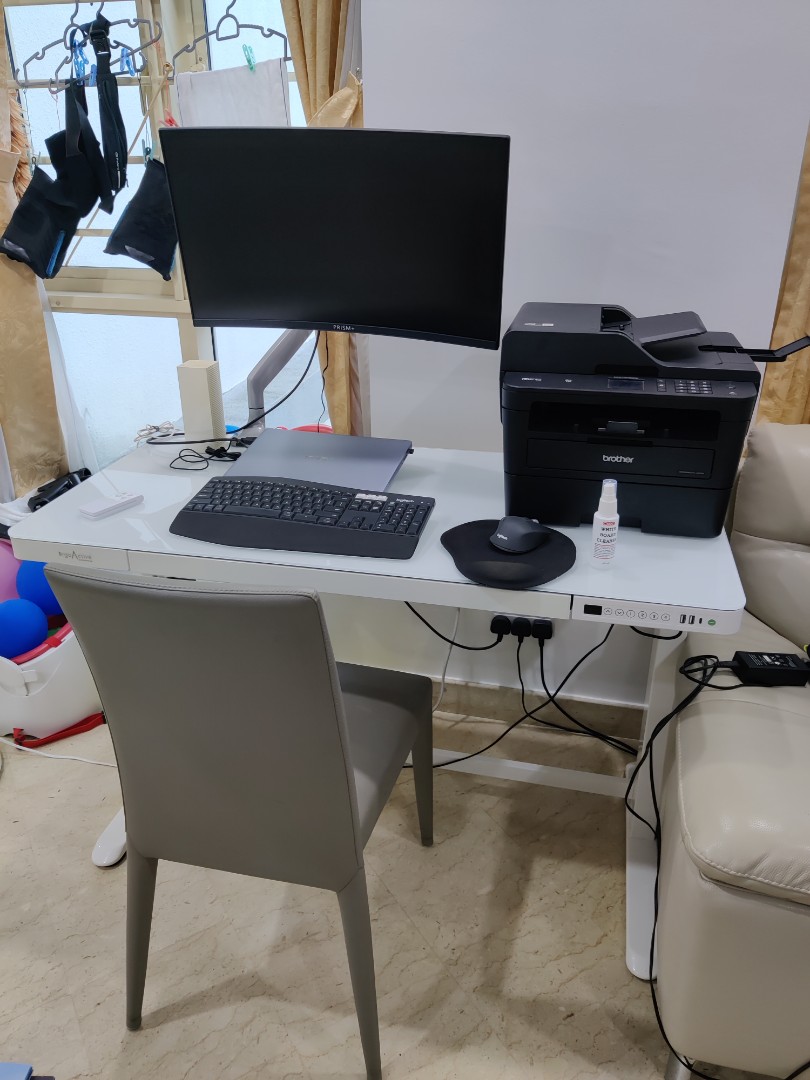 Standing desk + external monitor + monitor arm, Furniture & Home Living ...