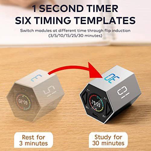 TickTime Visual Kitchen Timer, Digital Classroom Countdown Timers for Teachers, Flip Cube Timer ...