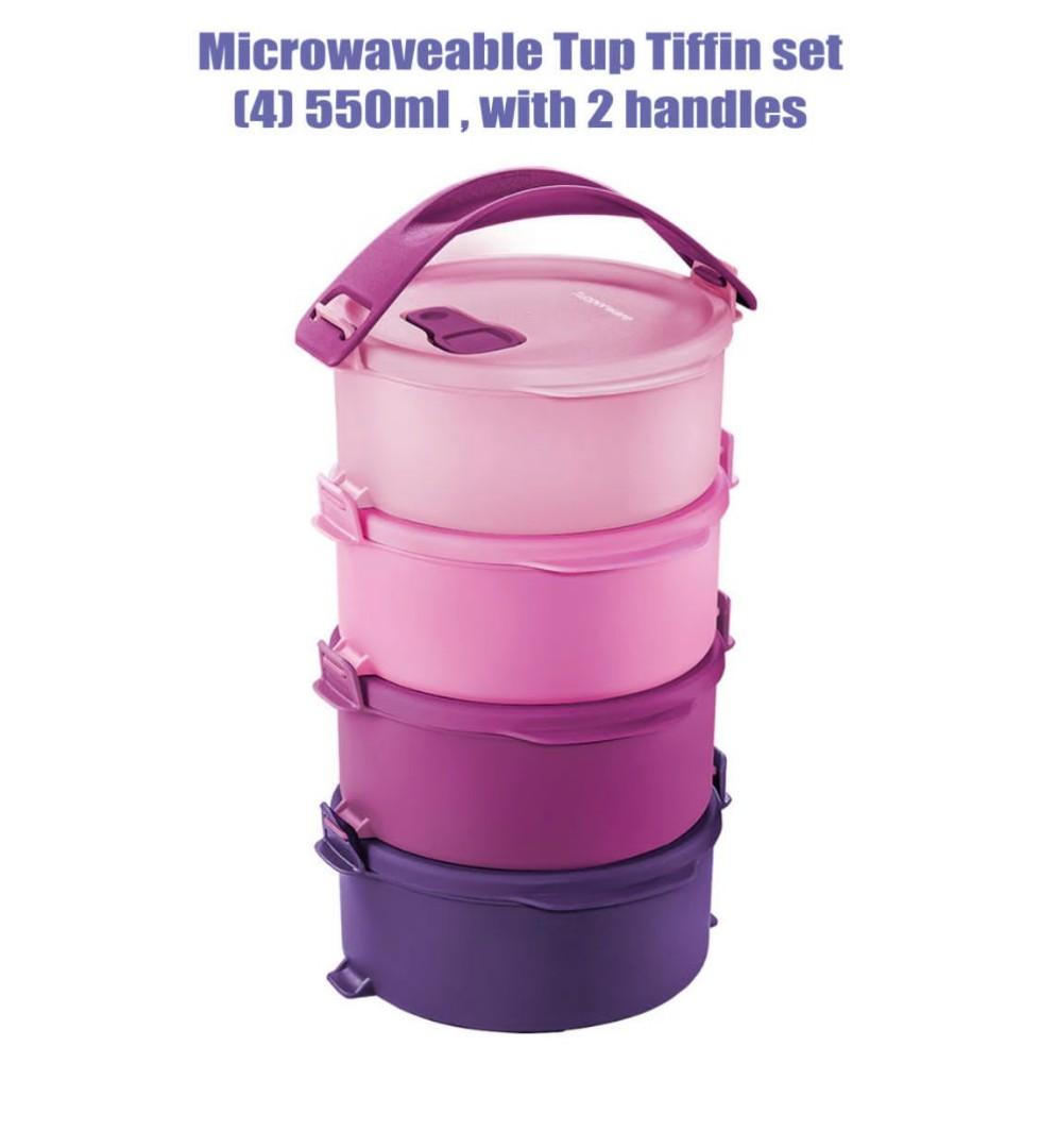 Tupperware Microwaveable Tup Tiffin Set (4) 550ml Microwaveable Lunch ...