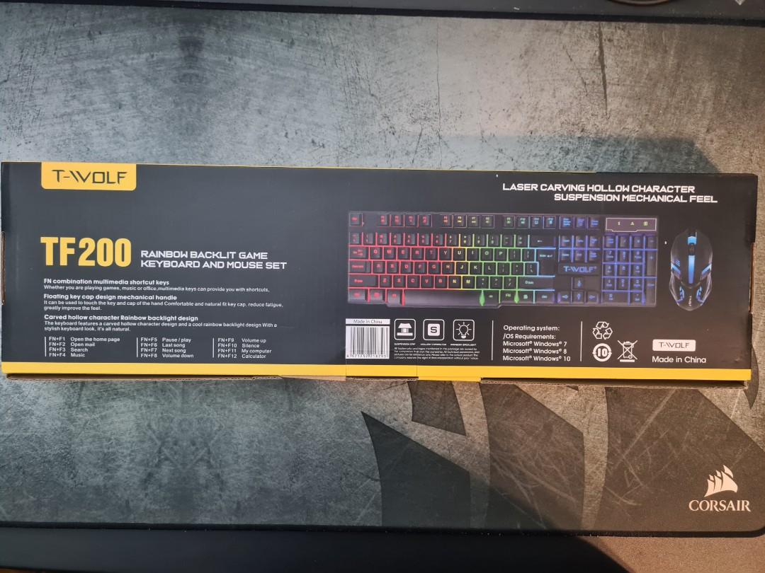 T-Wolf TF200 RGB Gaming Keyboard and Mouse Set, Computers & Tech, Parts ...