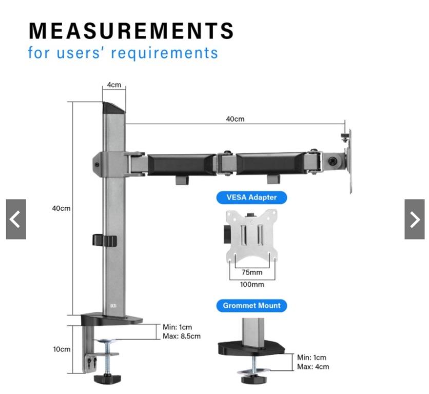 ULTi Premium Single Monitor Desk Mount Stand, Articulating Full Motion ...