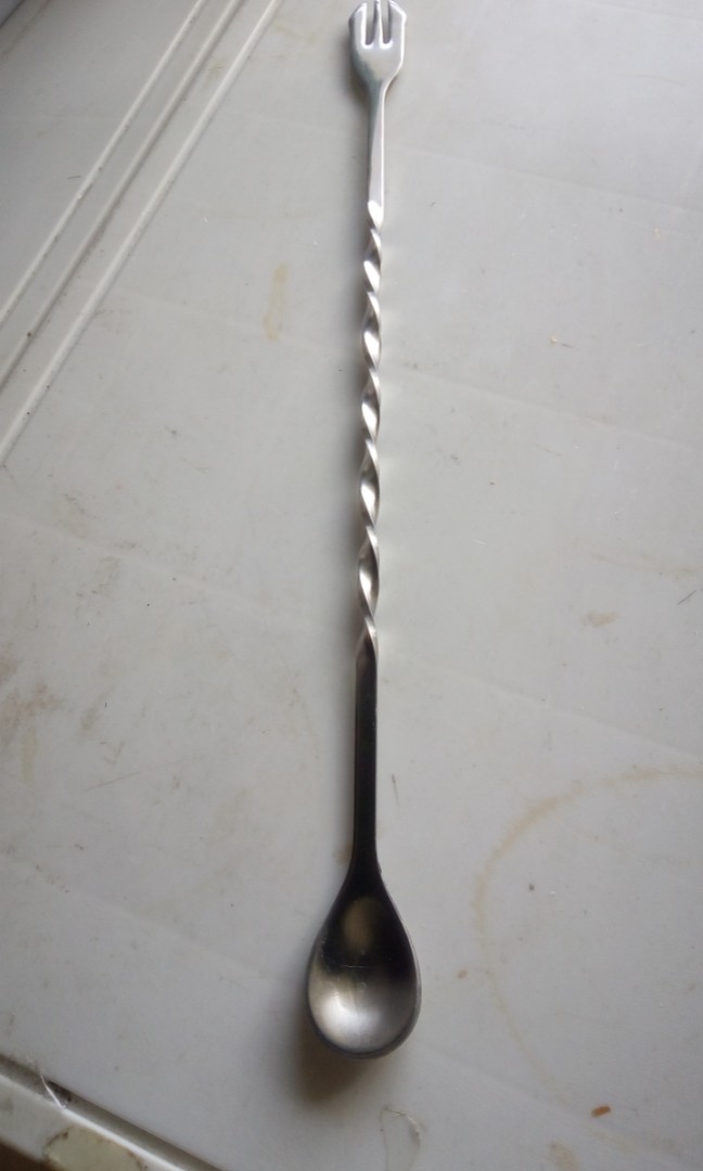 Very long cocktail fork and spoon stainless steel, Furniture & Home ...