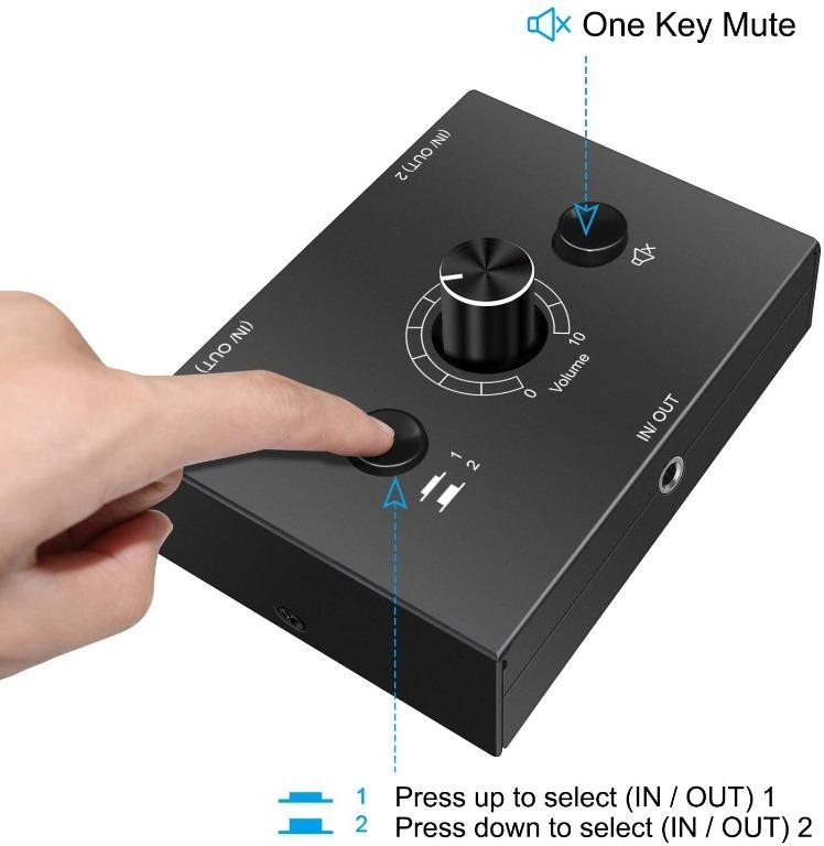 3.5mm Audio Switcher, 2 Input 1 Output / 1 Input 2 Output Audio Splitter Switcher, Audio ...
