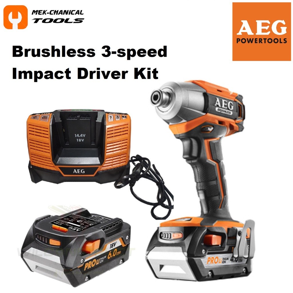 AEG Brushless 3-speed Impact Driver Kit (BSS 18B3 KIT6018), Commercial ...