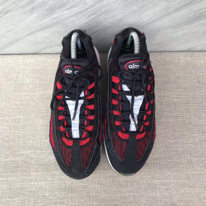 Auth Nike Air Max 95 Essential Bred Black White University Red, Men's Fashion, Footwear ...