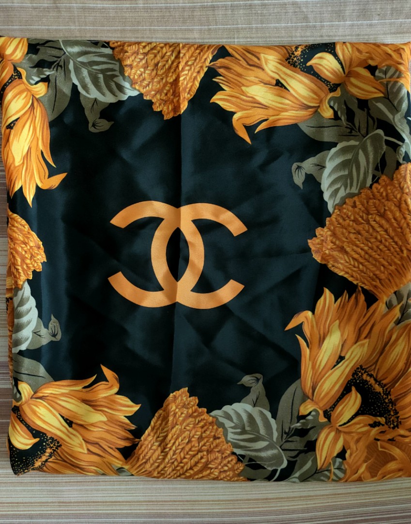 Authentic Vintage Chanel Paris Large Sunflower Scarf, Luxury ...