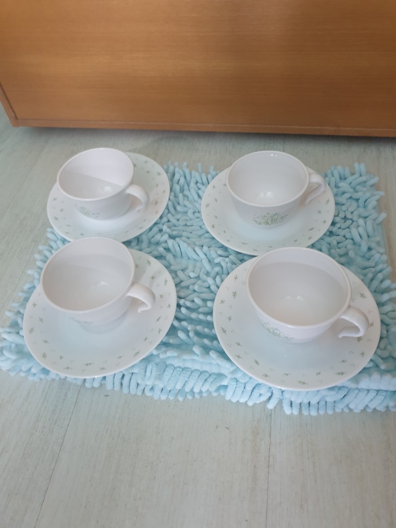 Corelle Tea Cup Set(4), Furniture & Home Living, Kitchenware ...