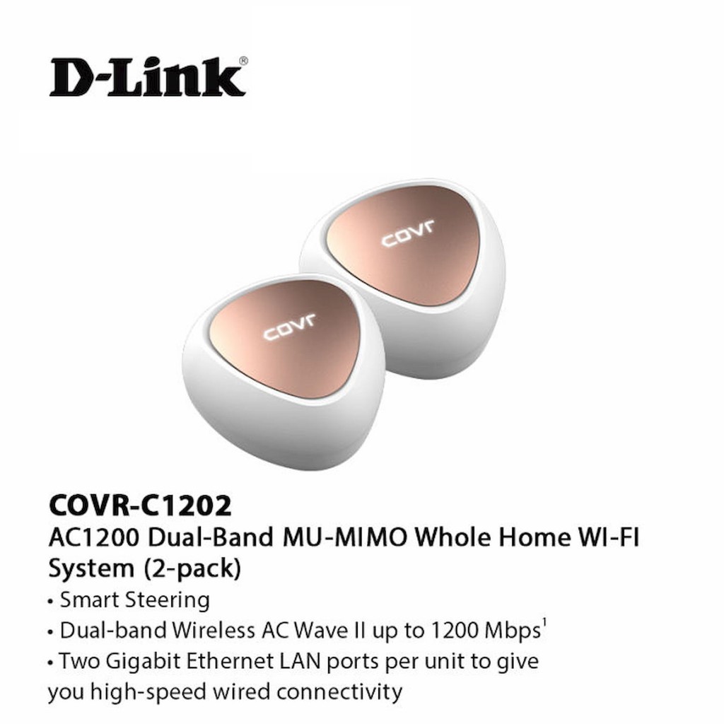 D-Link COVR-C1202 AC1200 Dual-Band Home Mesh Wi-Fi System (2-pack ...