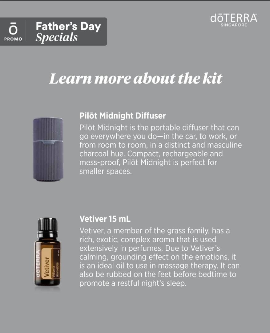 doTERRA Pilot Diffuser with 3EOs, Furniture & Home Living, Home ...