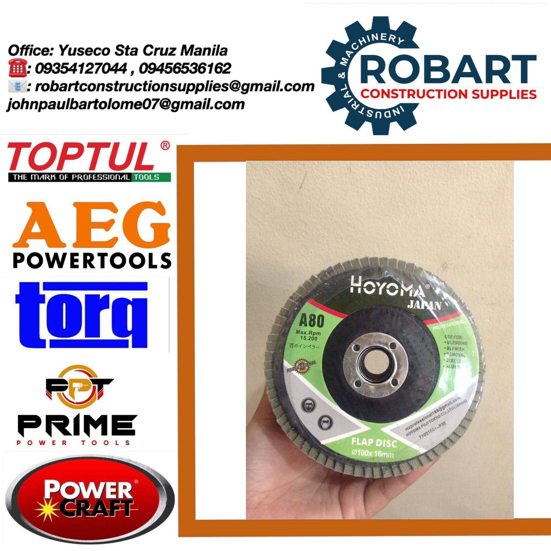 Flap disc 4" Grit 80, Commercial & Industrial, Construction Tools ...