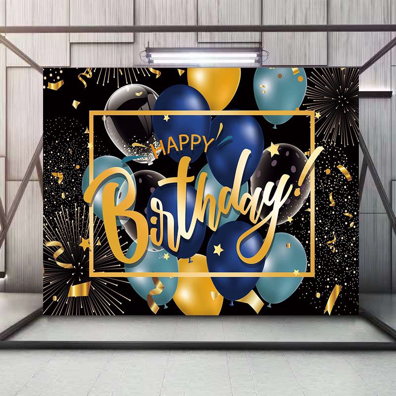 Generic birthday banner backdrop: party deco, Hobbies & Toys ...