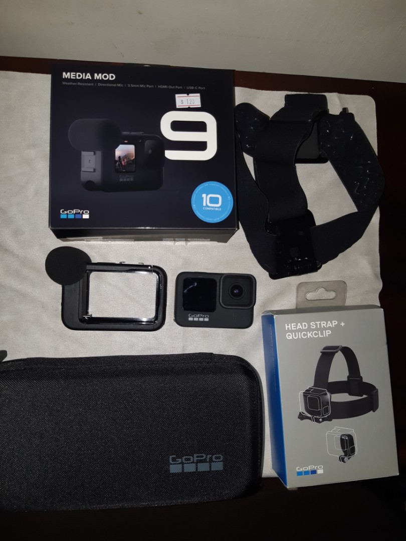 GoPro Hero 9 with Media Mod, Body Strap, Photography, Video Cameras on ...