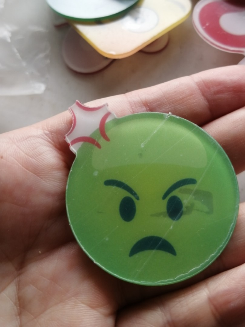 Large acrylic green angry emoticon clip, Women's Fashion, Watches ...