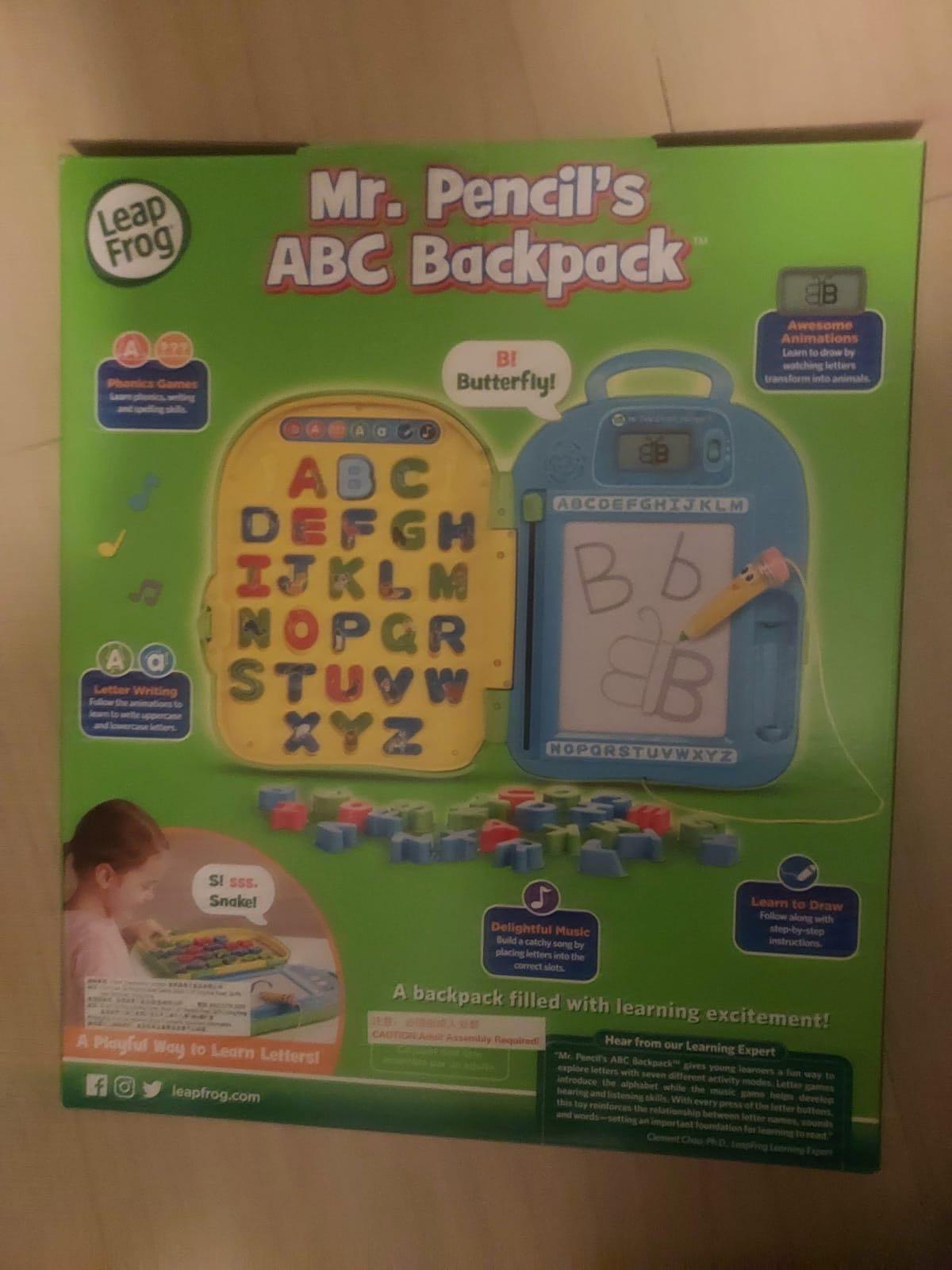 Leapfrog 跳跳蛙 字母拼寫書包 ABC 學習背包 Mr Pencil’s ABC backpack, 興趣及遊戲, 玩具 & 遊戲類 ...
