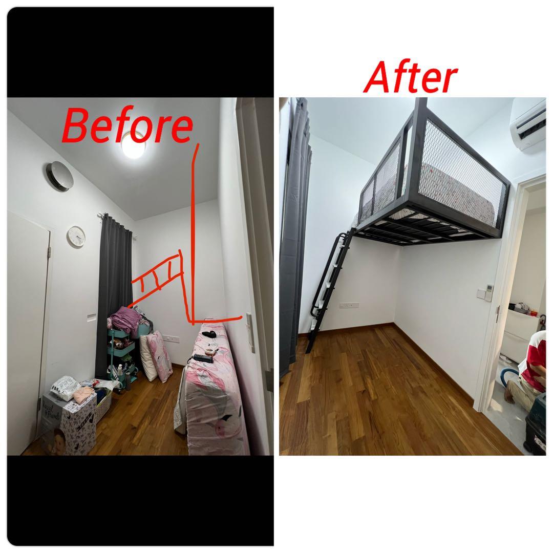 Steel Legless Ceiling Mounted Loft Bed System, Furniture & Home Living ...