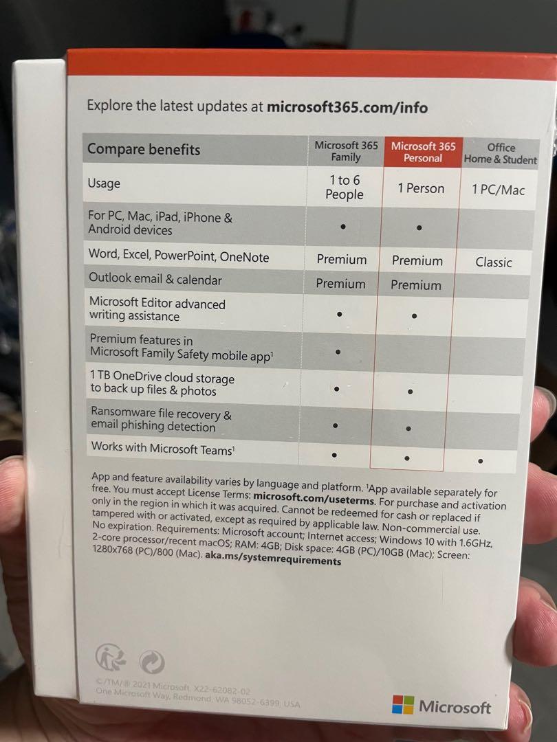 Microsoft Office 365 personal 1-year subscription, Computers & Tech ...