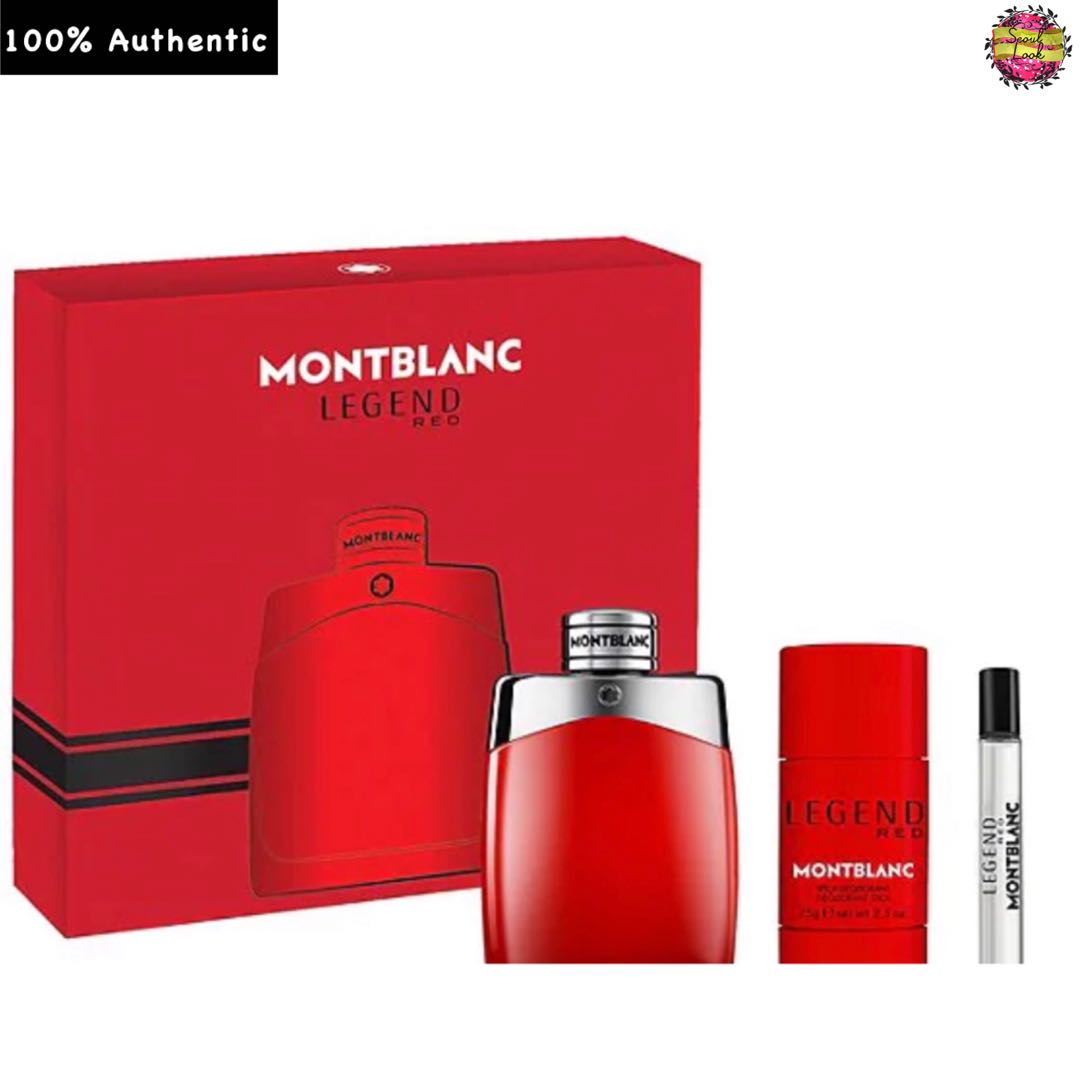 Mont Blanc Legend Red Pour Homme EDP 3PCS Gift Set for Men (EDP 100ml ...