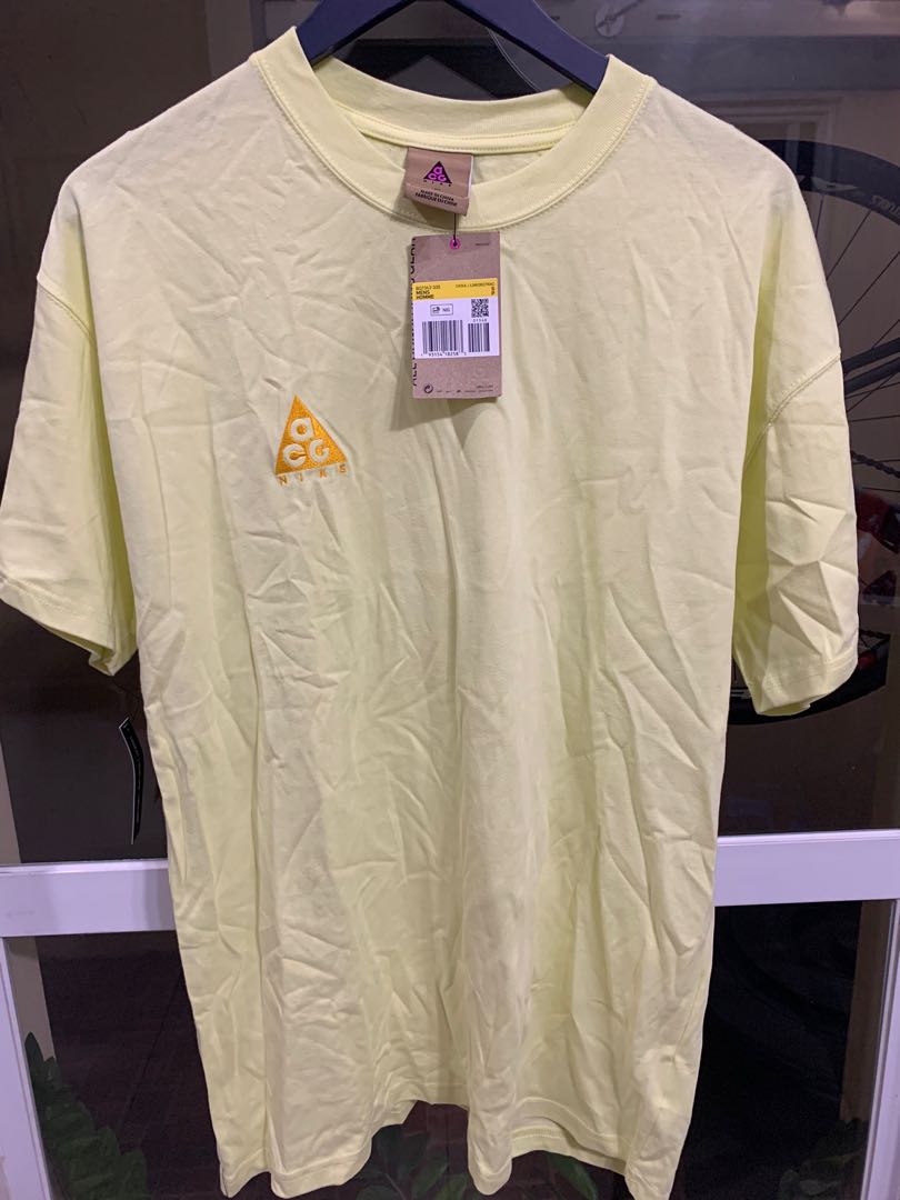 Nike ACG Logo Tee Yellow, Men's Fashion, Tops & Sets, Tshirts & Polo ...
