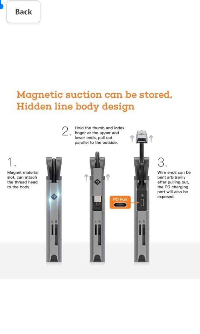 NOVOO USB C Hub 8 in 1 USB-C Dock with Hidden Cable, Ethernet 4K HDMI ...