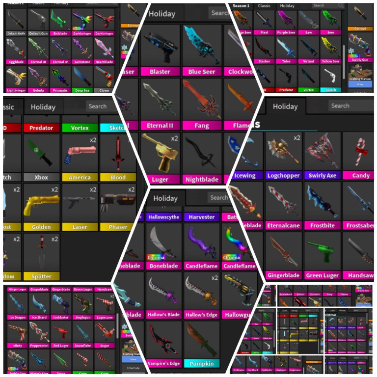 roblox MM2 skins(all in the photo), 電子遊戲, 遊戲機配件, 互動遊戲Figure - Carousell