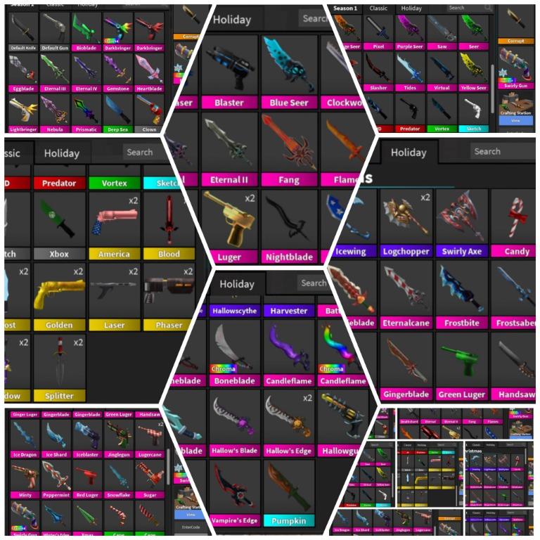 roblox MM2 skins(all in the photo), 電子遊戲, 遊戲機配件, 互動遊戲Figure - Carousell